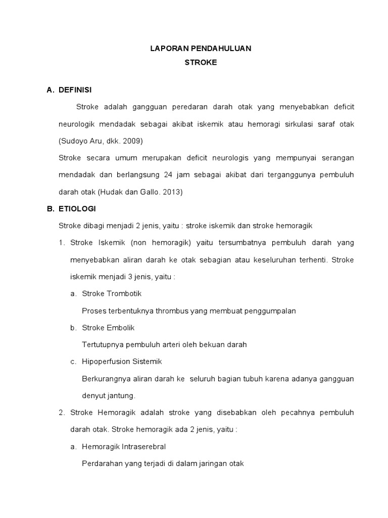 Laporan Pendahuluan Stroke | PDF