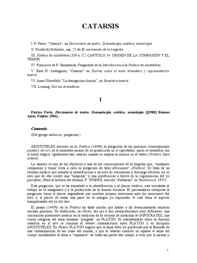 Catarsis | PDF | Teatro | Poética (Aristóteles)