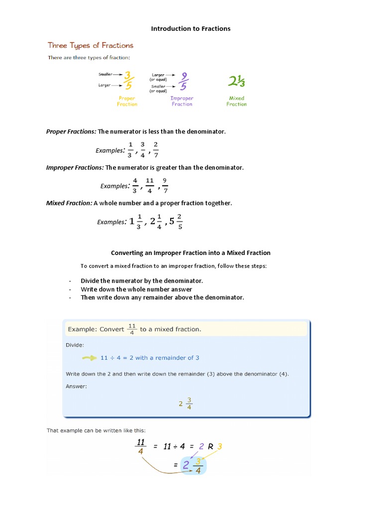Introduction To Fractions | PDF | Elementary Mathematics | Division ...
