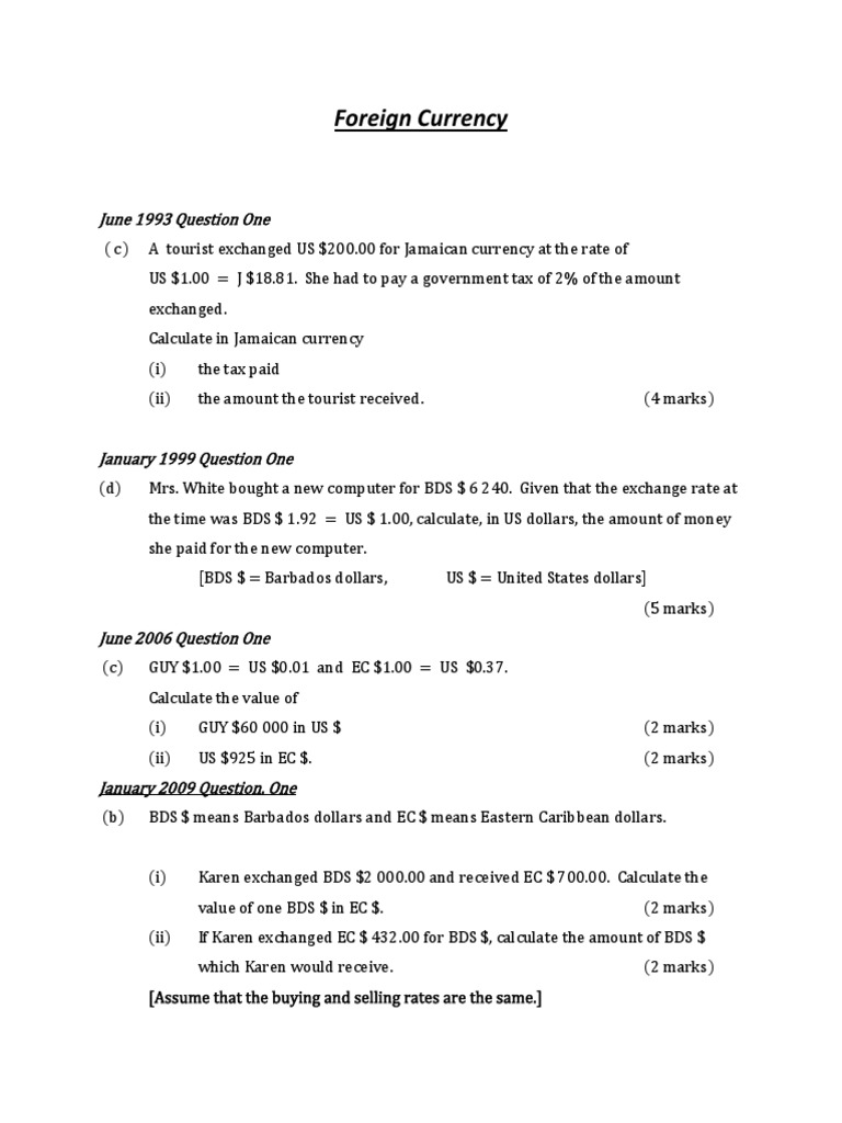 Currency Conversion Exercises | PDF