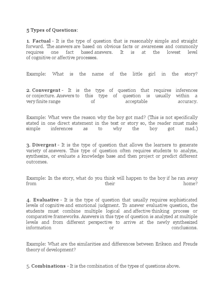 5 Types of Questions | PDF