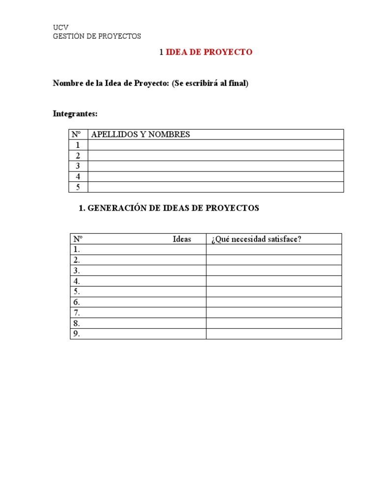 Formato Idea de Proyecto | PDF