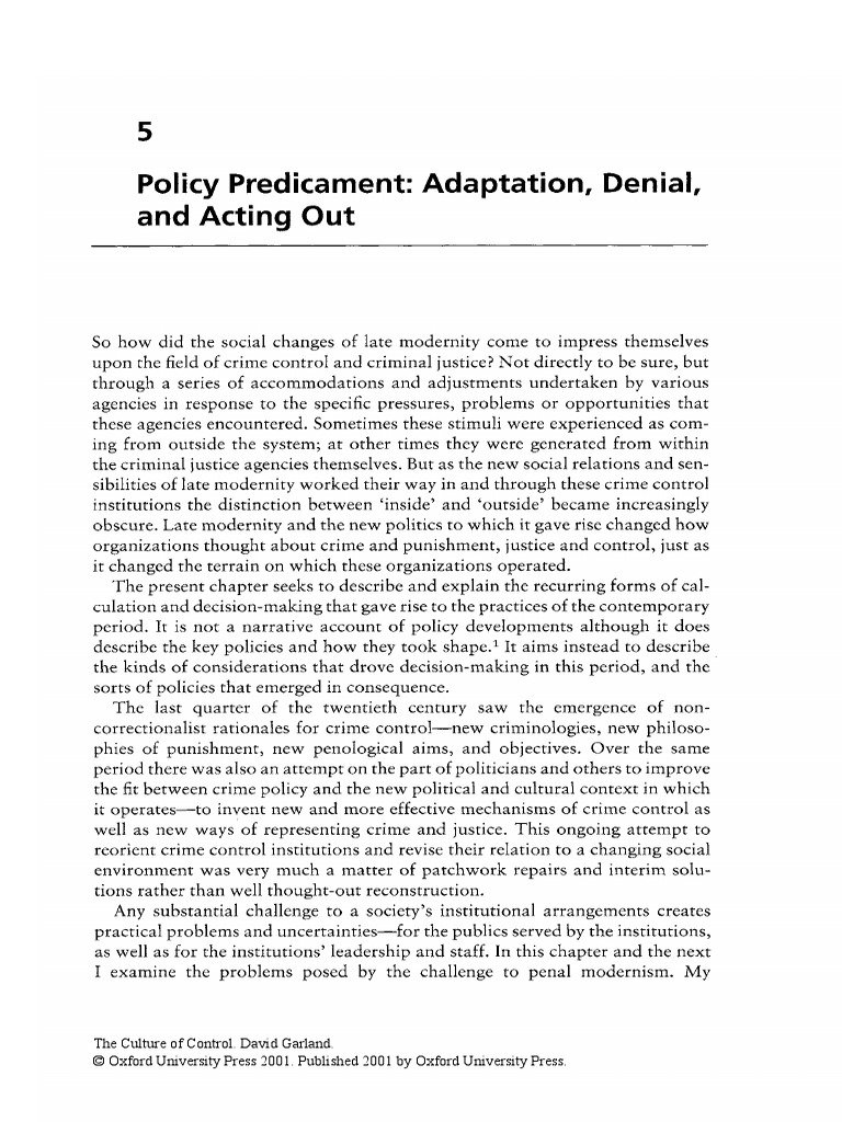 Policy - Predicament - Adaptation - Denial - and - Acting - Out | PDF