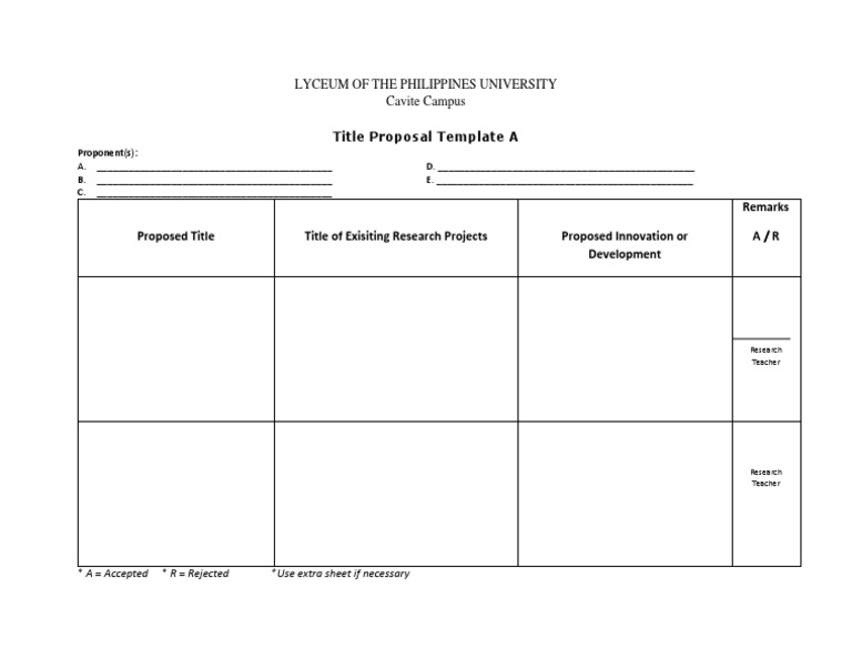 Title Proposal Template A-3 | PDF
