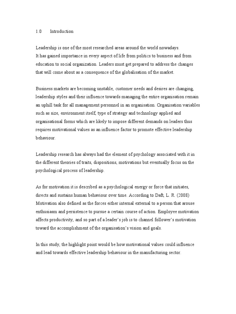 Leadership Motivation in Manufacturing | PDF | Motivation | Motivational