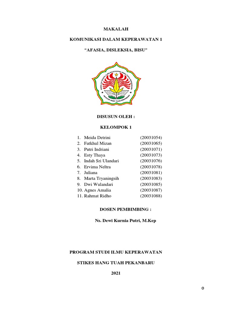 Kelompok 1 Gangguan Bicara Afasia, Disleksia, Bisu | PDF