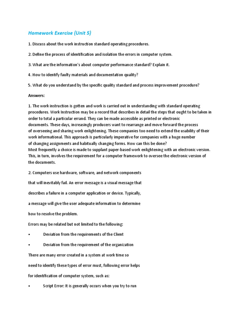 Homework Exercise (Unit 5) | PDF | Peer To Peer | Computing