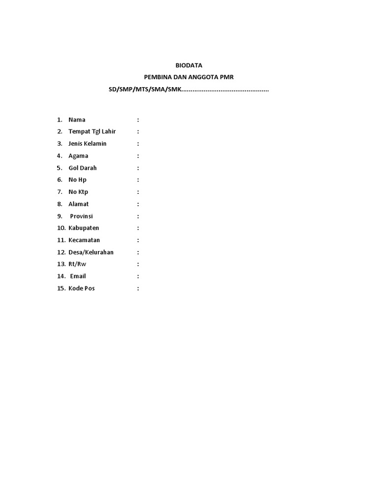 Formulir Pendaftaran dan Laporan PMR | PDF | Olahraga & Rekreasi