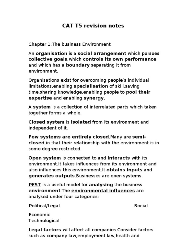 CAT T5 Notes | PDF | Audit | Internal Control