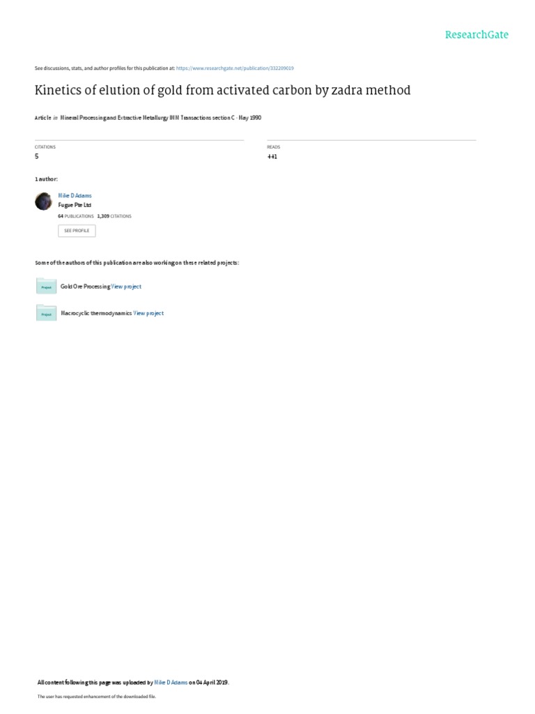 The Kinetics of Elution Gold | PDF