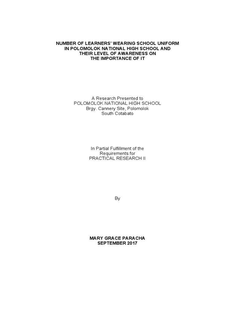 Practical Research Ii Chapter 1-5 Final | PDF | Schools | Violence