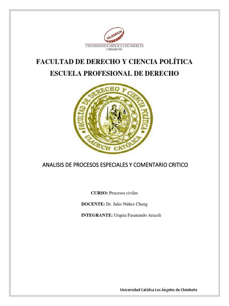 Procesos Especiales | PDF | Ley procesal | Demanda judicial