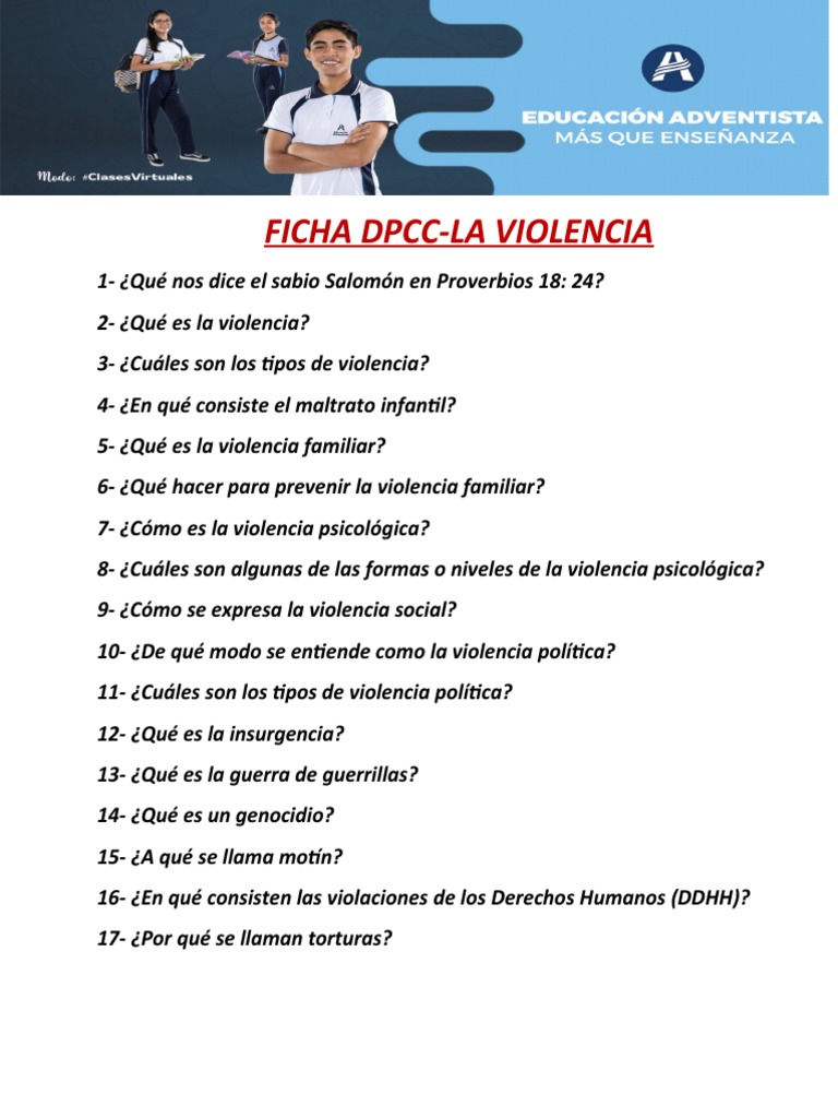 FICHA DPCC-5°-III3-LA VIOLENCIA | PDF