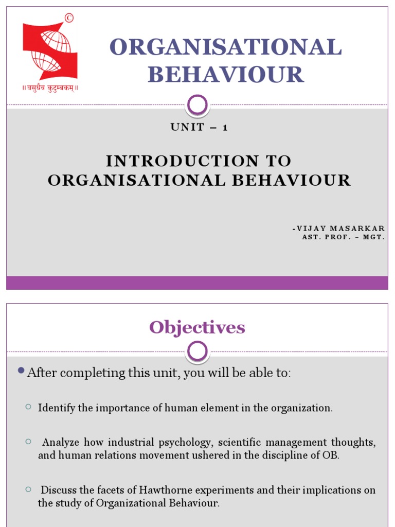 OB 1 Historical Evolution of Organisational Behaviour | PDF ...