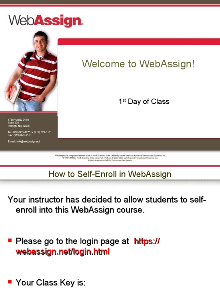 Welcome To Webassign!: 1 Day of Class | PDF | Password | Login