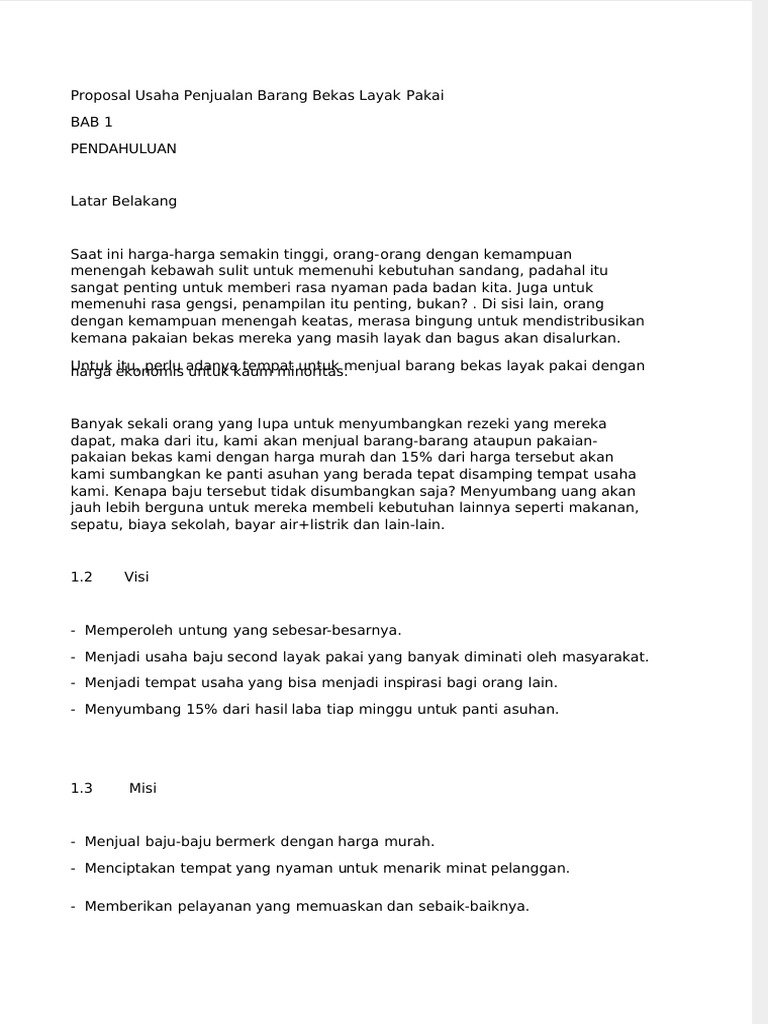 Proposal Penjualan Barang Bekas | PDF