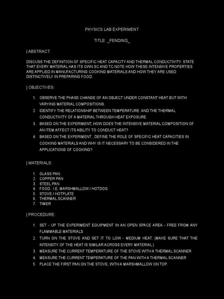 Draft - Physics Lab Experiment | PDF | Thermal Conductivity | Temperature