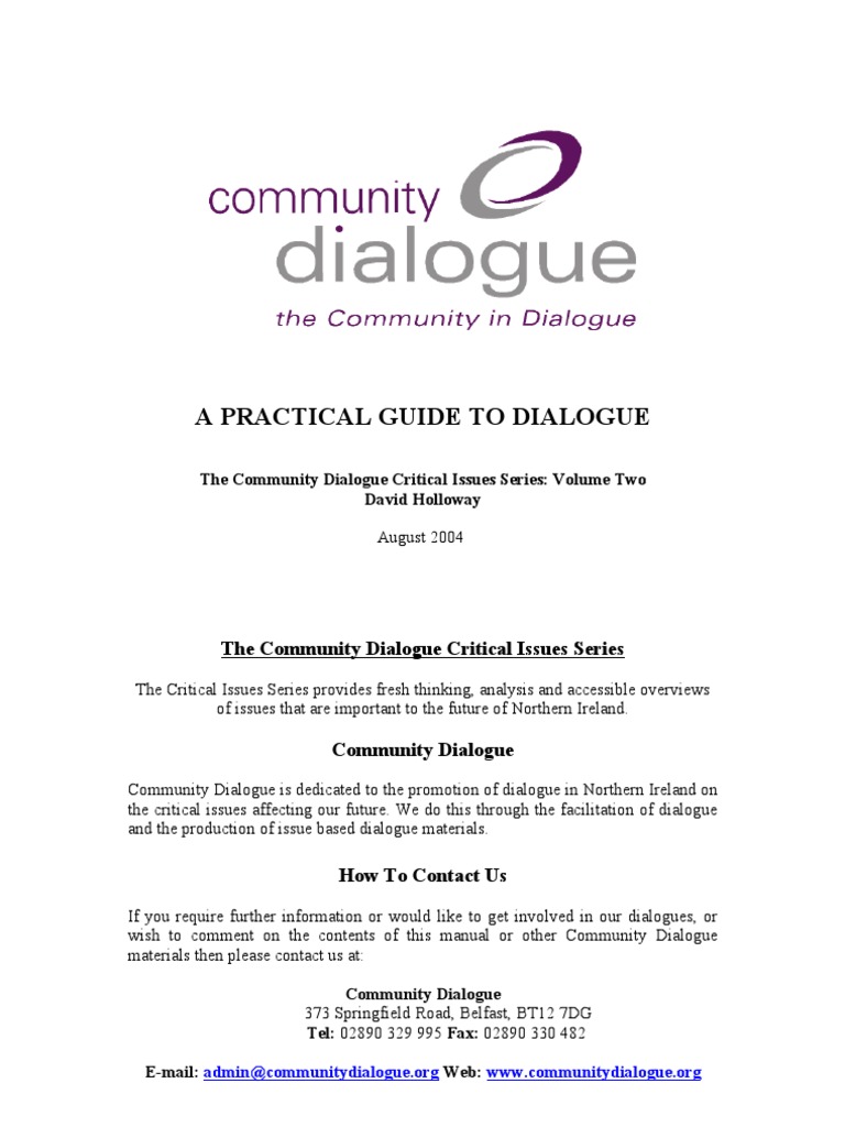 A Practical Guide To Dialogue | PDF | Facilitator | Negotiation