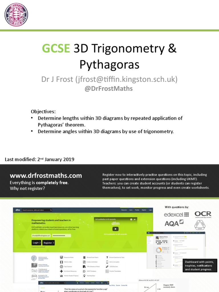 3D Trigonometry & Pythagoras: DR J Frost (Jfrost@tiffin - Kingston.sch ...