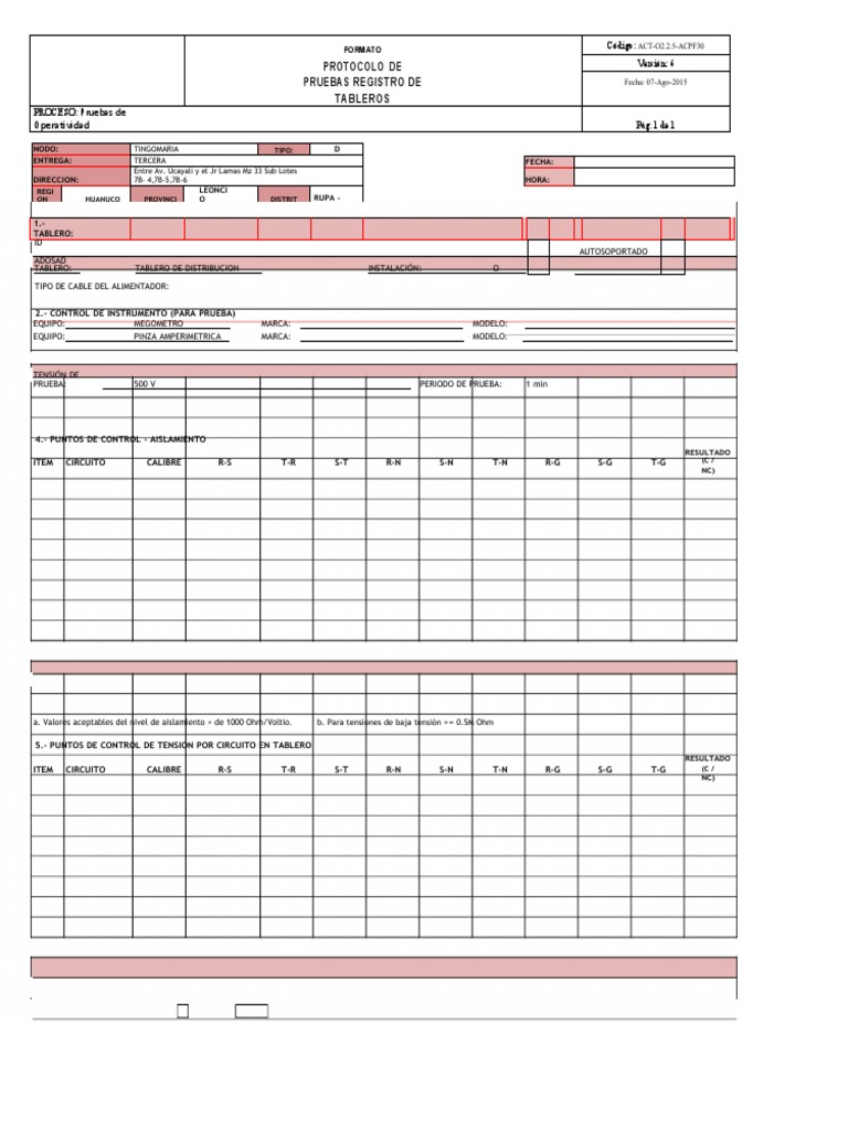 Protocolo Megado de Tablero | PDF | Ingenieria Eléctrica | Electricidad