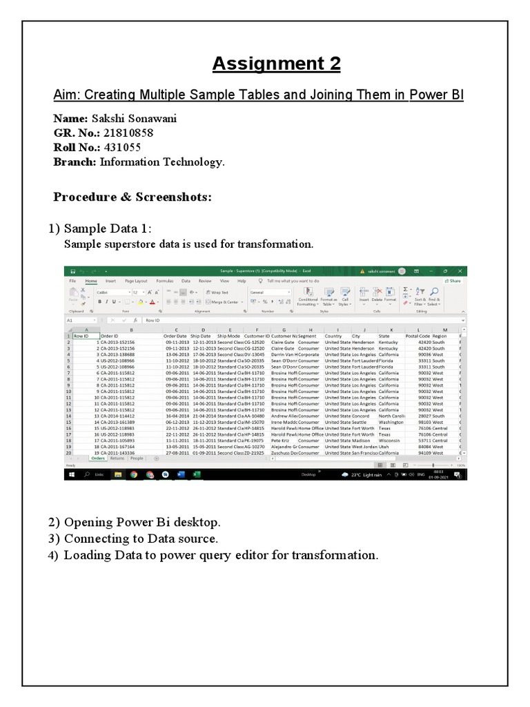 Business Intelligence Assignment To Creating Multiple Sample Tables and Joining Them in Power BI ...