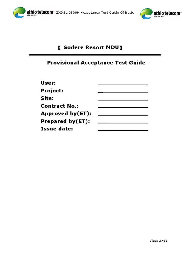 SCC Acceptance Test Guide For LOT3 (ZXDSL 9806H) - Basic - 20160318 ...