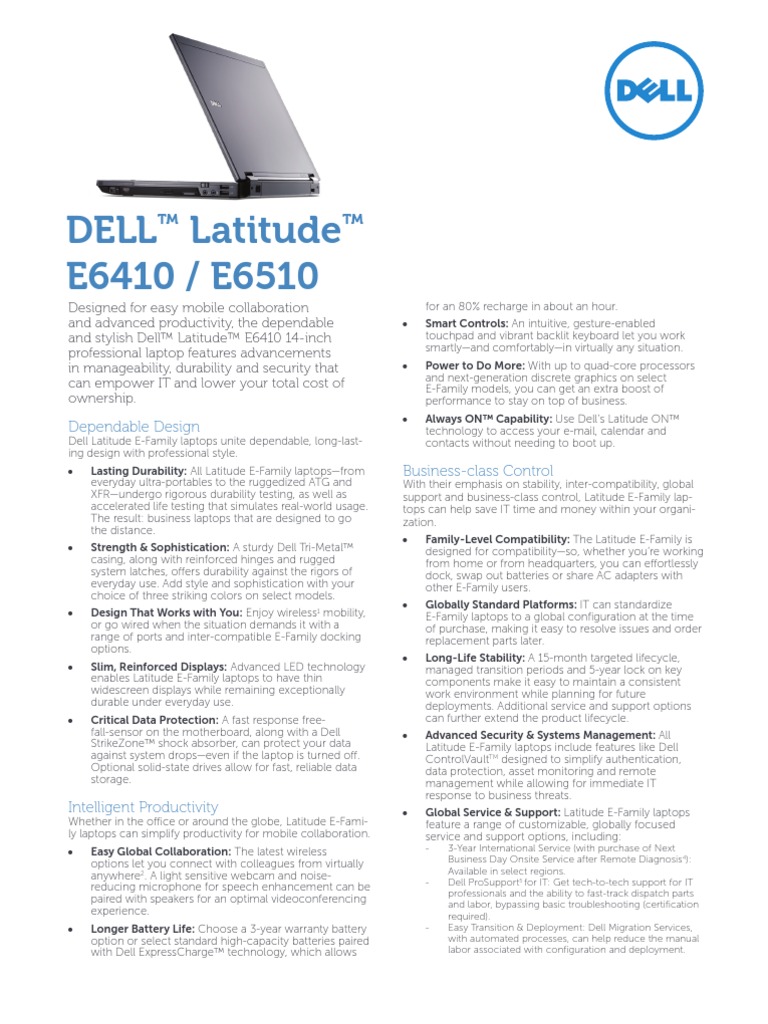 Latitude E6410 ATG Spec Sheet EN | PDF