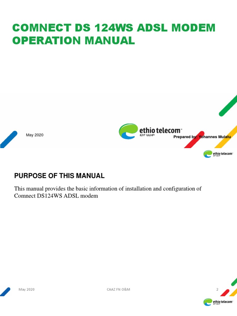 Installation and Configuration of the Comnect DS124WS ADSL Modem: A ...