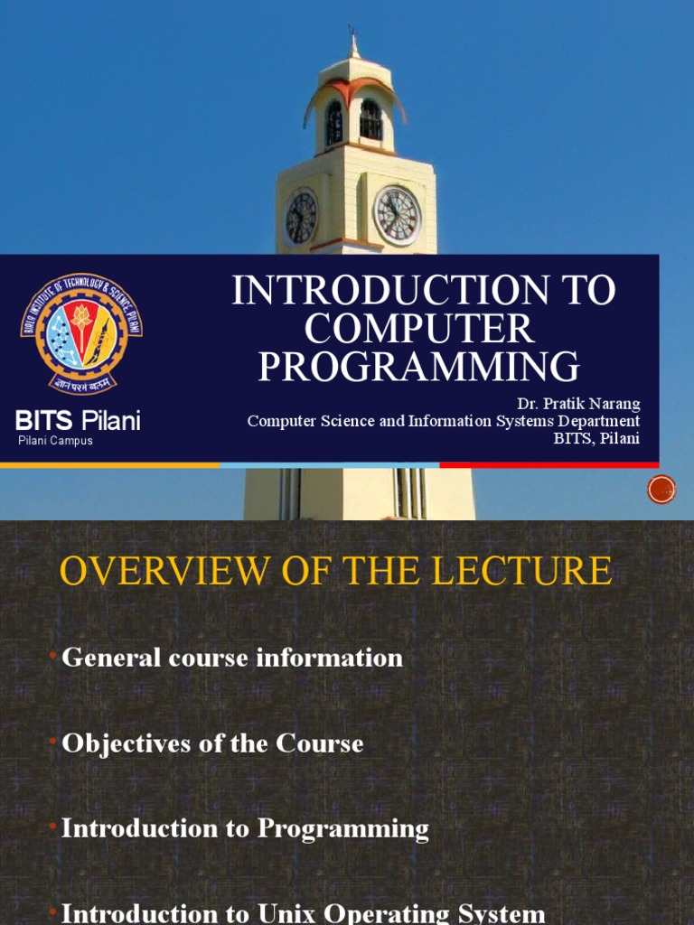 Introduction To Computer Programming: BITS Pilani | PDF | Operating System | Kernel (Operating ...