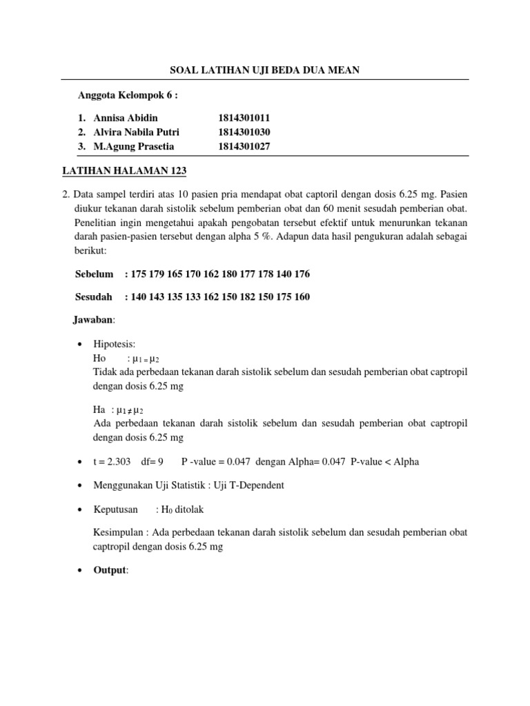 ANALISIS STATISTIK UJI BEDA RATA-RATA | PDF