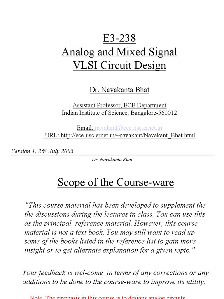 (Ebook - Electronics) - Analog and Mixed Signal Vlsi Circuit | PDF ...