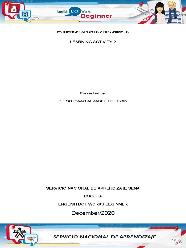 December/2020: Evidence: Sports and Animals Learning Activity 2 | PDF