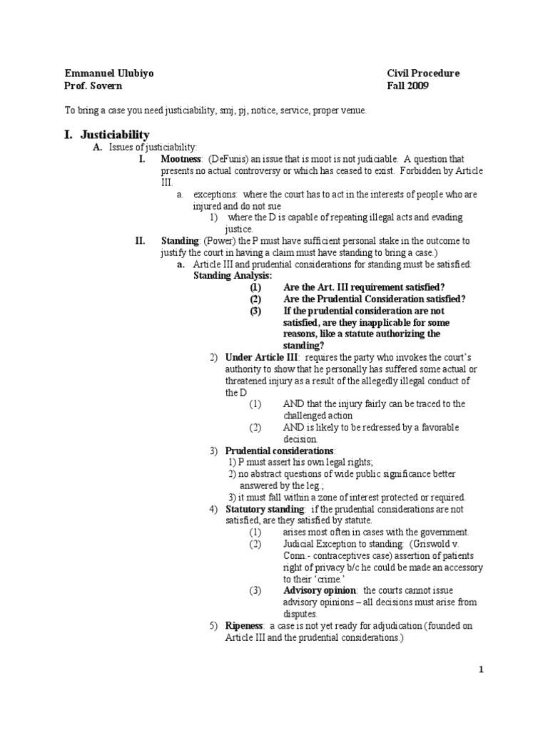Key Concepts in Civil Procedure | PDF | Diversity Jurisdiction ...