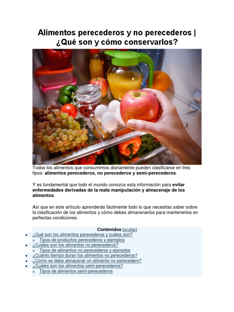 Alimentos Perecederos y No Perecederos | PDF | Alimentos | Carne
