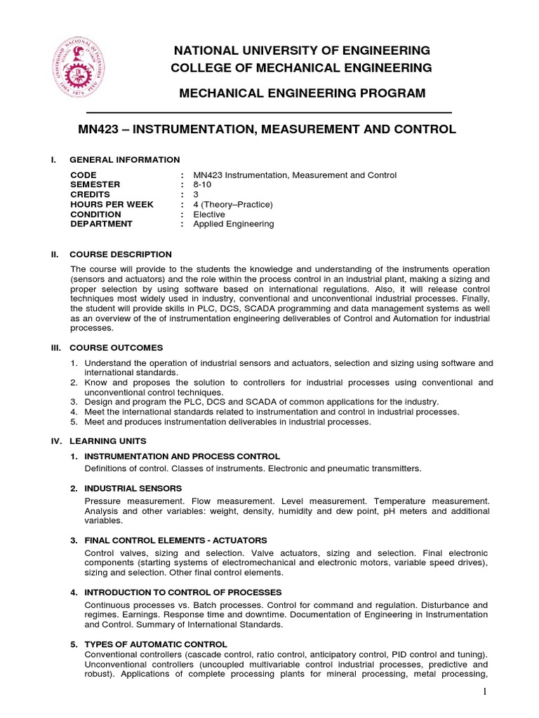 30 MN423 Instrumentation Measurement and Control | PDF | Programmable Logic Controller ...