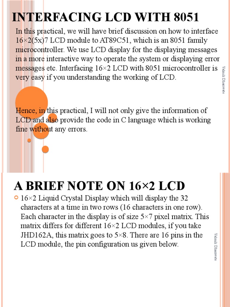 Interfacing 16×2 LCD With 8051 | PDF | Liquid Crystal Display | Interface (Computing)