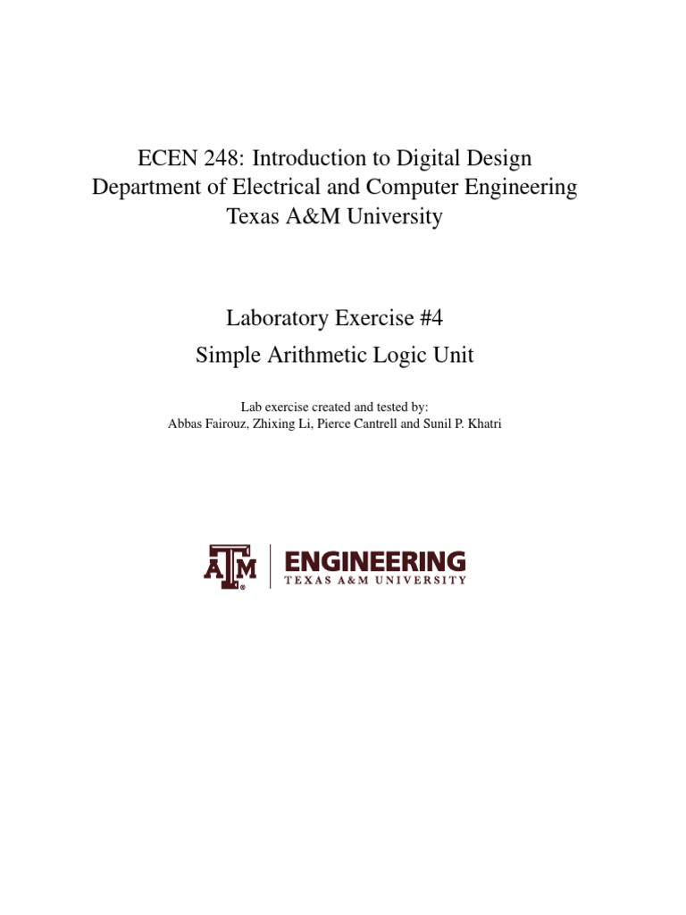 Lab 4 Manual (At Zachry) | PDF | Electronic Design | Computer Engineering