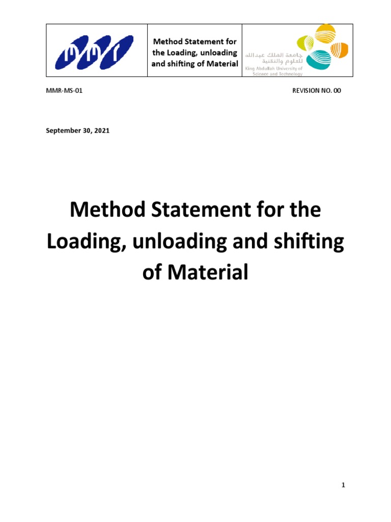 Method Statement For The Loading, Unloading and Shifting of Material | PDF | Crane (Machine ...