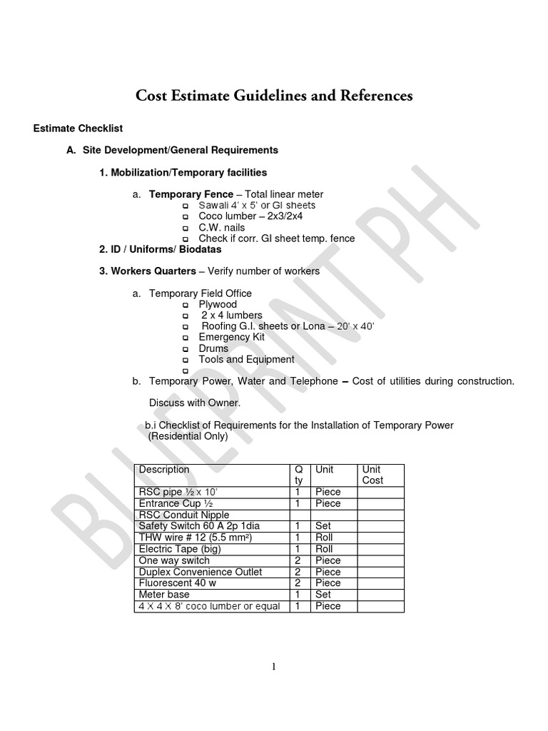 Construction Cost Estimation Guide | PDF | Concrete | Tap (Valve)