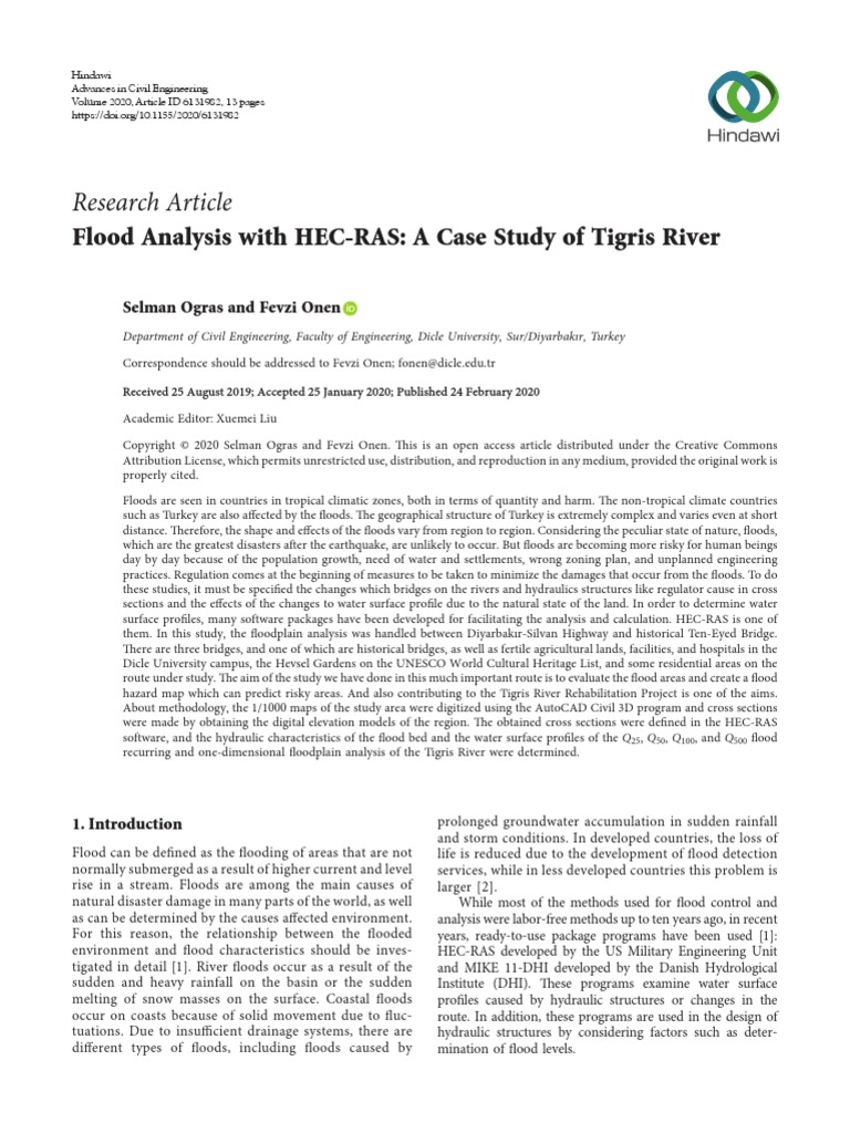 Research Article: Flood Analysis With HEC-RAS: A Case Study of Tigris ...