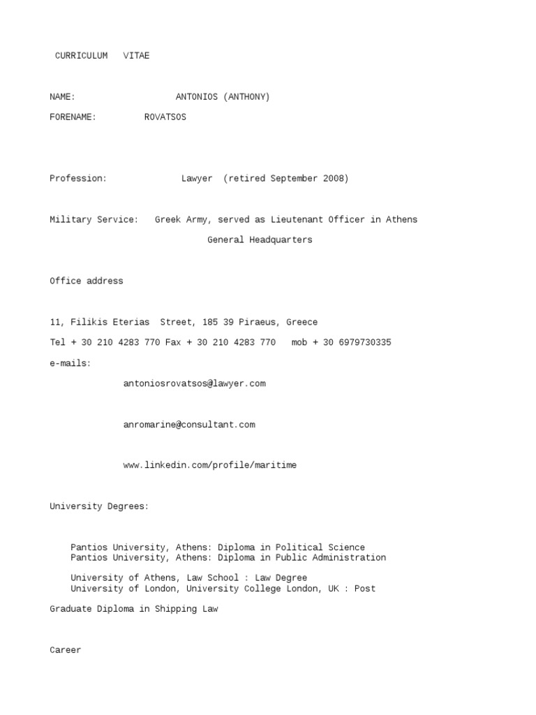 CV | PDF | Greece | Business