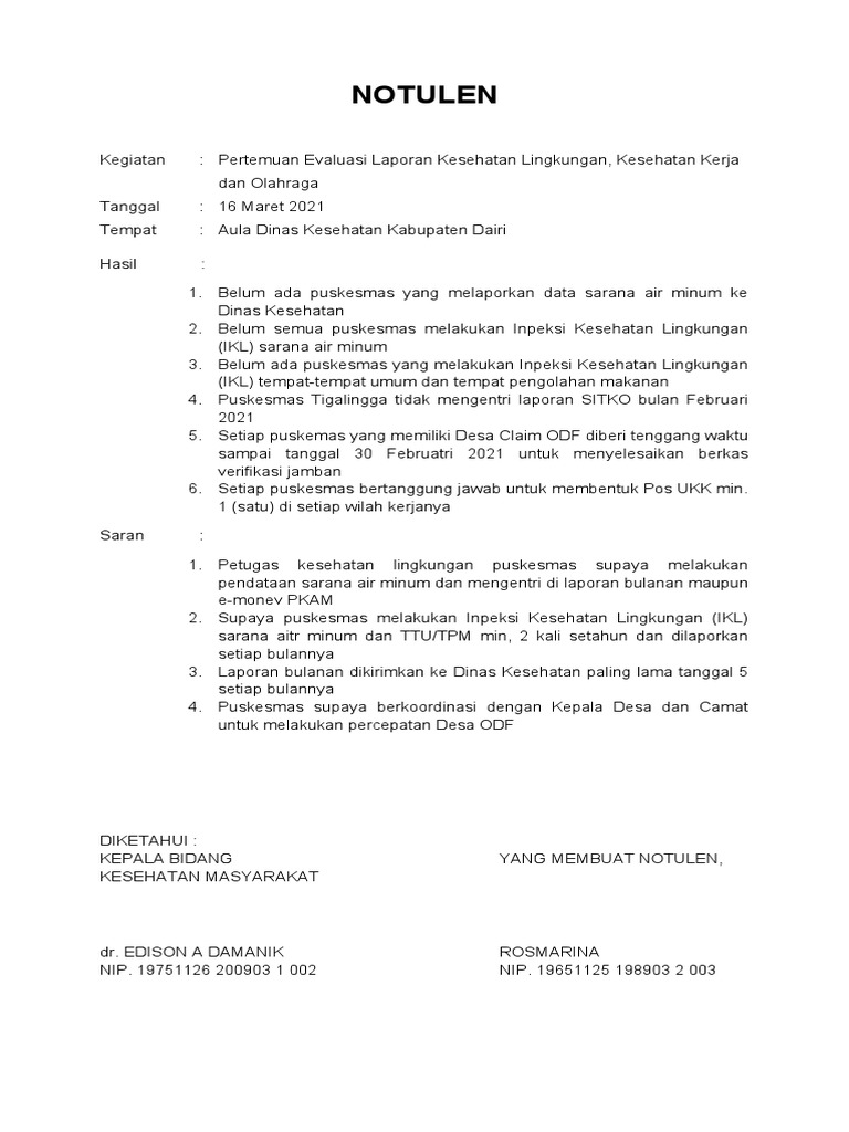 Form NOTULEN | PDF | Kesehatan Holistik