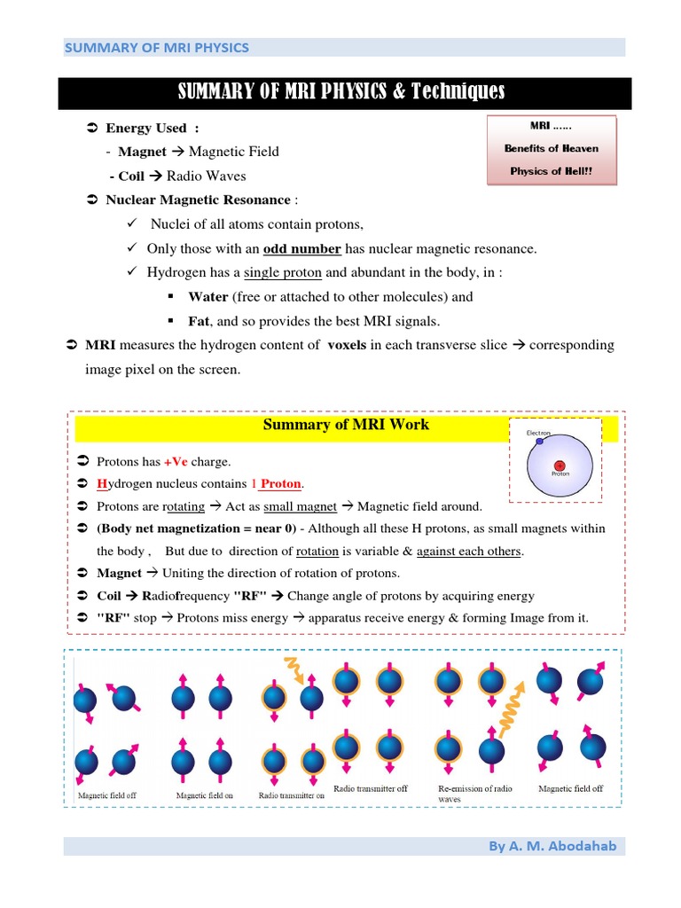 Summary of Mri Physics | PDF | Magnetic Resonance Imaging | Physical ...
