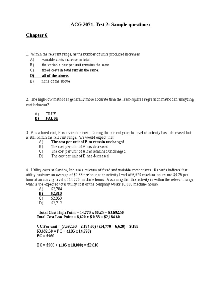 ACG 2071, Test 2-Sample Questions | PDF | Present Value | Net Present Value