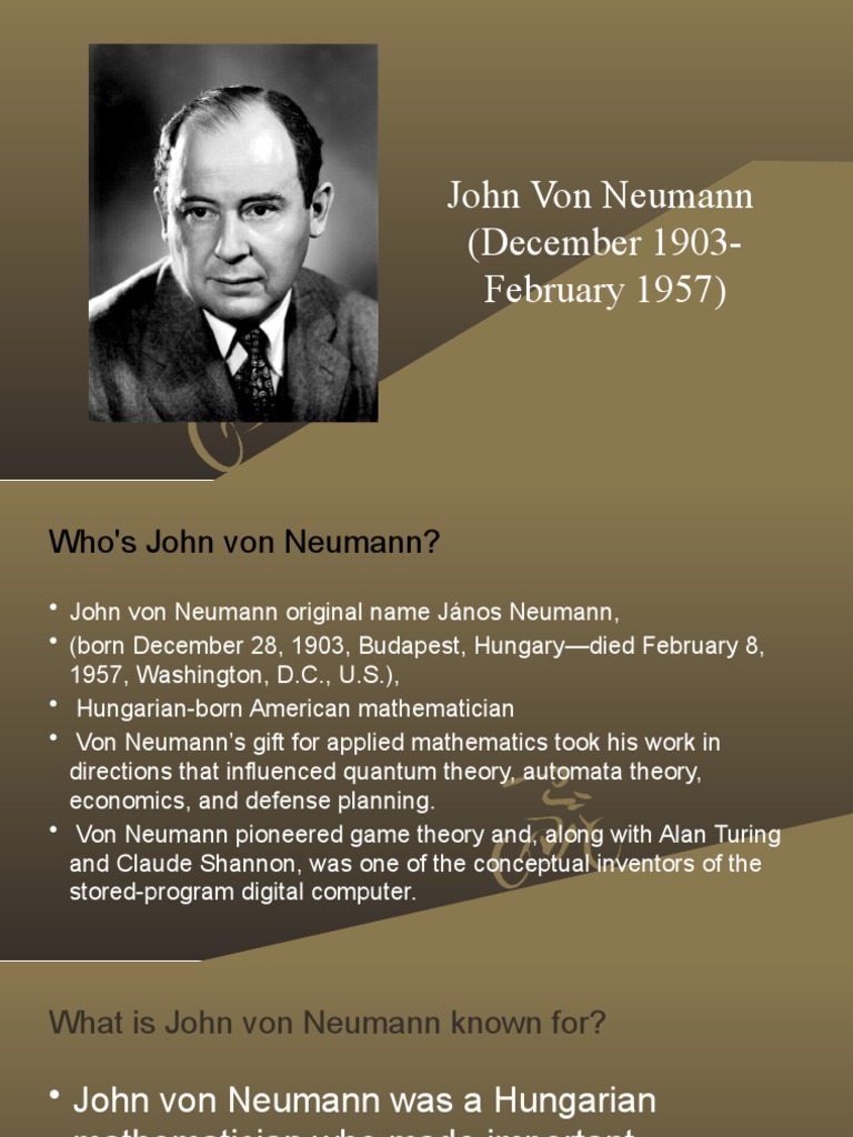 John Von Neumann (December 1903-February 1957) | PDF