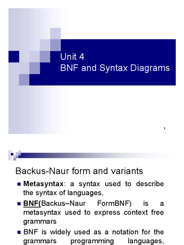 Unit 4 BNF and Syntax Diagrams | PDF | Mathematics | Computer Science
