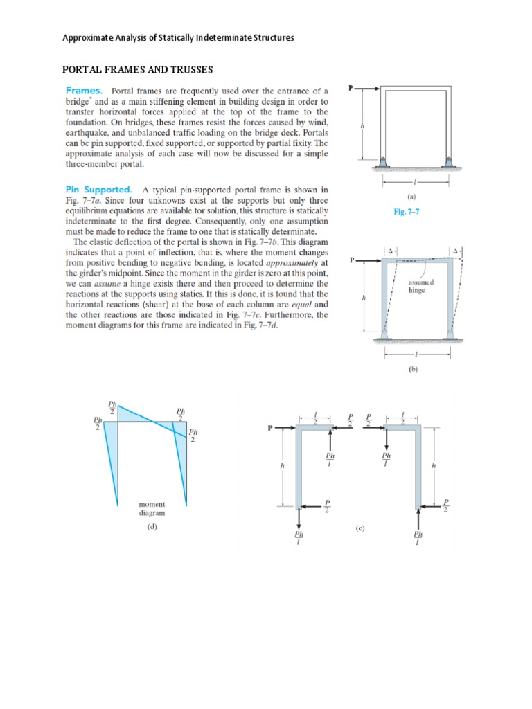 Portal Frames and Trusses: Approximate Analysis of Statically Indeterminate Structures | PDF