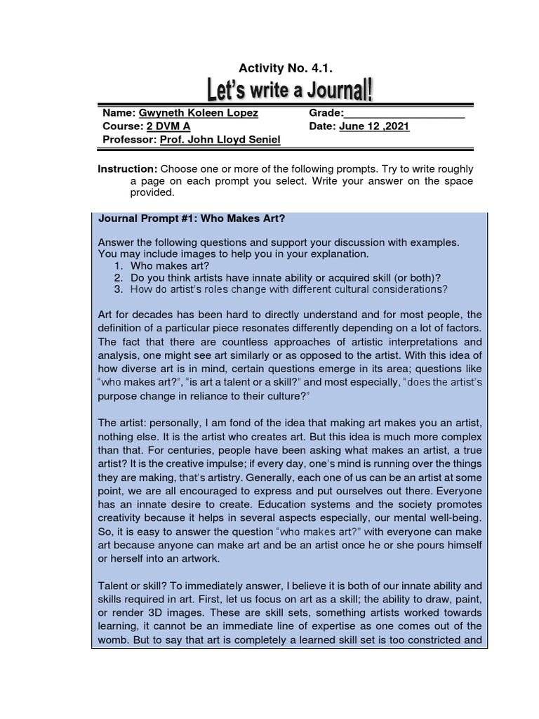 Art App - Activity 4.1 | PDF | Idea