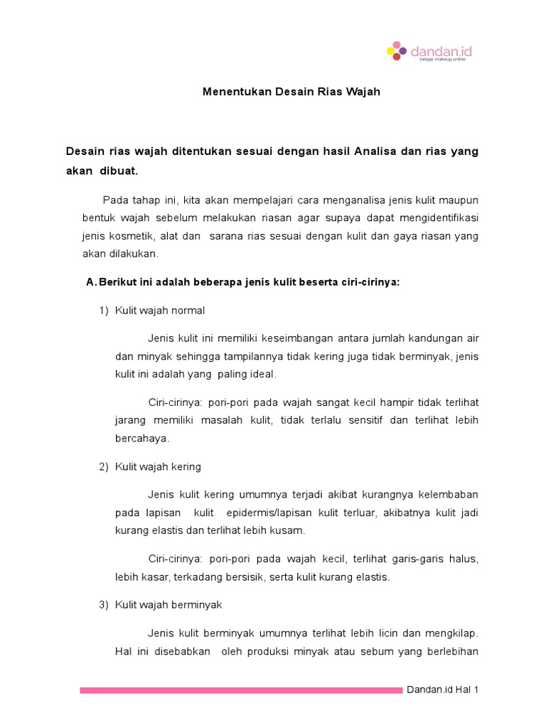 Menentukan Desain Rias Wajah: A. Berikut Ini Adalah Beberapa Jenis ...