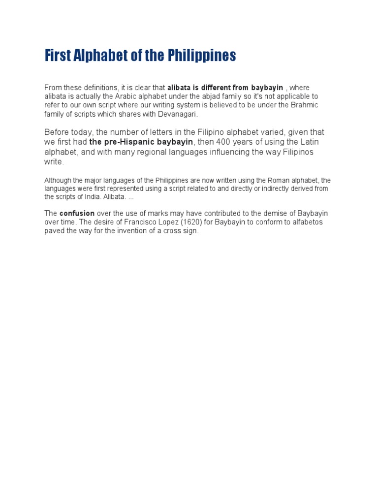 First Alphabet of Philippines | PDF